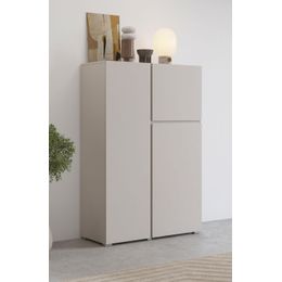 Highboard OTTO HOME "Metric,Breite 92cm, moderne grifflose Hochkommode 3 T&uuml;ren,Highboard", kaschmir, B:92cm H:139cm T:40cm, FSC-zertifizierter Holzwerkstoff, Melamin, Metall, Sideboards, Highboard, Hochschrank mit viel Stauraum, Einlegeb&ouml;den verstellbar, T&uuml;rkommode