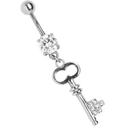 Adelia&acute;s Bauchnabelpiercing ADELIA&acute;S "Piercing - Bauchnabelpiercing Titan Banane Zirkonia", gr&uuml;n, t&uuml;rkis, Piercings, Damen, Banane mit Zirkonia, 8 mm L&auml;nge, 1,6 mm St&auml;rke, Titan