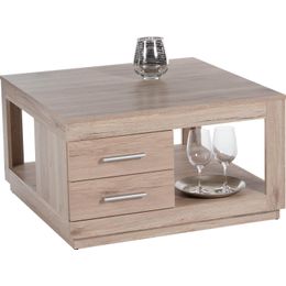 Couchtisch Stolkom "Festival", braun (eiche san remo hell dekor, eiche san remo hell dekor), B/H/T: 80cm x 45,6cm x 80cm, Tische, Couchtisch Eckige Couchtische Holz-Couchtische, mit Schubladen, Wohnzimmertisch quadratisch