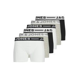 Jack & Jones Boxershorts JACK & JONES "Boxershort SENSE TRUNKS 6 PACK JNR NOOS 6er Pack", Jungen, Gr. 152, bunt (schwarz, wei&szlig;, grau), Obermaterial: 95% Baumwolle CO. 5% Elasthan EL., Unterhosen