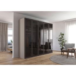 Kleiderschrank Rauch "Schrank Garderobe SKAT SHINE Breiten 151/201/251/301cm, H&ouml;he 223/235cm", beige (champagner), B:251cm H:223cm T:61cm, Glas, Holzwerkstoff, Schr&auml;nke, Kleiderschrank, edle Schrankfront mit hochwertigen Glasrahment&uuml;ren MADE IN GERMANY