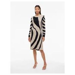 Midikleid Vila "VITIF CREWNECK KNIT MIDI DRESS- NOOS", Damen, Gr. M, N-Gr, natural melange detail:schwarz, animal, Feinstrick, Obermaterial: 50% Viskose, 28% Polyester, 22% Nylon, gemustert, regular fit, Rundhals, Kleider Midikleid, Sommerkleid
