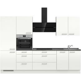 K&uuml;chenzeile Nobilia "Laser II", NEU: individuell anpassbar mit gratis Profi-Beratung", wei&szlig; (k&uuml;che: wei&szlig;, korpus: alpinwei&szlig;, arbeitsplatte: schwarzbeton nachbildung), B:300,3cm H:216,6cm T:60cm, Komplettk&uuml;chen-Sets, K&uuml;chenzeile, vormontiert, 300 cm breit, optional mit verschiedenen E‑Ger&auml;te-Sets