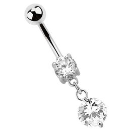 Adelia&acute;s Bauchnabelpiercing ADELIA&acute;S "Piercing - Bauchnabelpiercing Pewter Banane Zirkonia", klar, Piercings, Damen, Banane mit Zirkonia, 7 mm L&auml;nge, 1,6 mm St&auml;rke, Pewter