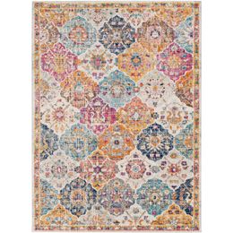 Teppich LIVABLISS "CUZCO", bunt, B:200cm H:7mm L:200cm, Kunstfaser, Teppiche, Teppich, Orient-Optik, Vintage Design, Boho Stil, Kurzflor, Wohnzimmer