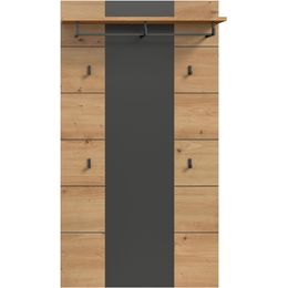Garderobenpaneel Home Affaire "REHAT, TOPSELLER, H&ouml;he 145 cm, Hutablage, 4 Haken, Garderobenstange", basalt grau, artisan eiche nachbildung, B:80cm H:141cm T:29cm, FSC-zertifizierter Holzwerkstoff, Garderobenpaneele, Garderobenpaneel, Paneel, Wandboard, Garderobe, Garderobenleiste, Garderobenboard