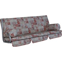 Bankauflage "Trend", rot (rot, grau), B:178cm H:9cm T:180cm, Obermaterial: 50% Baumwolle, 50% Polyester. F&uuml;llung: 100% Polyurethan, Angerer FREIZEITM&Ouml;BEL, Polsterauflagen, Bankauflage