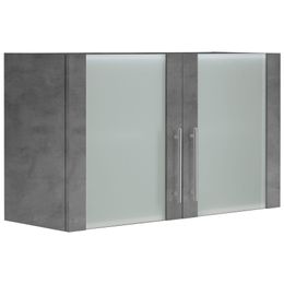 Wiho-K&uuml;chen Glash&auml;ngeschrank WIHO K&Uuml;CHEN "Cali", grau (front und korpus: betonfarben), B:100cm H:56,5cm T:35cm, Schr&auml;nke, Glash&auml;ngeschrank, Front mit Glaseinsatz