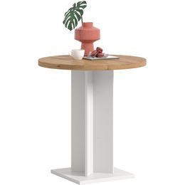 Esstisch Home Affaire "GERO, 70x76x70 cm, mit S&auml;ulengestell, runde Tischplatte", wei&szlig;, artisan eiche nachbildung, H:76cm, Tische, Esstisch, Tisch, Esstisch, Esszimmer, Esszimmertisch, K&uuml;chetisch, Bartisch