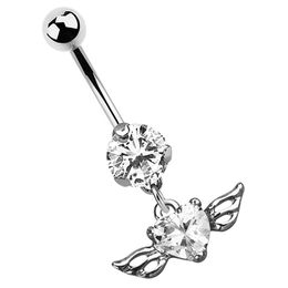 Adelia&acute;s Bauchnabelpiercing ADELIA&acute;S "Piercing - Bauchnabelpiercing Titan Herz Zirkonia", klar, Piercings, Damen, Herz mit Zirkonia, 5 mm L&auml;nge, 1,6 mm St&auml;rke, Titan