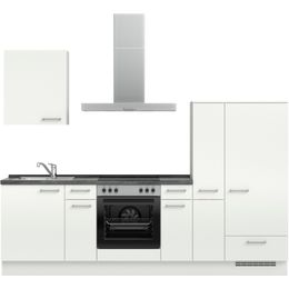 K&uuml;chenzeile Nobilia "Laser I", NEU: individuell anpassbar mit gratis Profi-Beratung", wei&szlig; (k&uuml;che: wei&szlig;, korpus: alpinwei&szlig;, arbeitsplatte: schwarzbeton nachbildung), B:270,3cm H:216,6cm T:60cm, Komplettk&uuml;chen-Sets, K&uuml;chenzeile, vormontiert, 270 cm breit, optional mit verschiedenen E‑Ger&auml;te-Sets