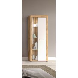 Vitrine Home Affaire "AOSTA, H&ouml;he 159 cm, 1 T&uuml;r (li/re), 2 Glasb&ouml;den, 4 F&auml;cher", wei&szlig; (wotan eiche nachbildung, wei&szlig;), B:60cm H:159cm T:35cm, FSC-zertifizierter Holzwerkstoff, Schr&auml;nke, Vitrine, Standvitrine, Glasvitrine, Showcase, Vitrinenschrank, Wohnzimmer
