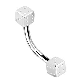 Adelia&acute;s Brustwarzenpiercing ADELIA&acute;S "Piercing - Brustwarzenpiercing Titan W&uuml;rfel", silber, Piercings, Damen, Motiv W&uuml;rfel, 6 mm L&auml;nge, 1,6 mm St&auml;rke, Titan