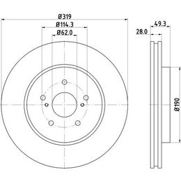 Hella Bremsscheibe 8dd355114981 319mm 28mm f&uuml;r TOYOTA LEXUS