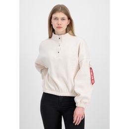 Sweater Alpha Industries "EMB HC OS Sweater Women", Damen, Gr. L, wei&szlig; (jet stream wei&szlig;), Obermaterial: 80% Baumwolle, 20% Polyester, oversize, Sweatshirts Sweater