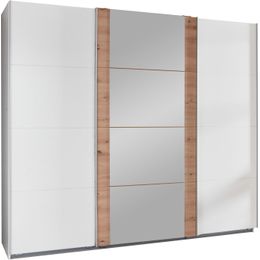 Schwebet&uuml;renschrank wimex "Bern Schiebet&uuml;renschrank", wei&szlig; (wei&szlig;, artisan oak nachbildung, alu), B:270cm H:210cm T:64cm, Holzwerkstoff, Schr&auml;nke, Schwebet&uuml;renschrank, Schrank mit zus&auml;tzlicher Innenausstattung, Garderobe