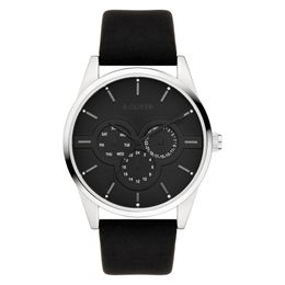 Multifunktionsuhr s.Oliver "Round Basic", schwarz, silberfarben, Armbanduhren, Herren, Quarzuhr, Armbanduhr, Herrenuhr, Lederarmband, analog