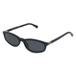 Miu Miu MU A06S | Damen-Sonnenbrille | Fassung: Vollrand, Geometrisch, Acetat, Schwarz | Glasfarbe: Grau