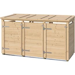 M&uuml;lltonnenbox Weka "Killarney", naturbelassen, B:230cm H:127cm T:92cm, Massivholz, Aufbewahrungsboxen, Metall pulverbeschichtet, f&uuml;r 3 M&uuml;lltonnen, BxTxH: 230x92x127 cm