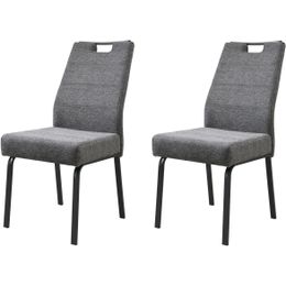 4-Fu&szlig;stuhl Hela "ELVAS", anthrazit, schwarz, anthrazit, B:48cm H:97cm T:68cm, Metall, Polyester, Stoff, St&uuml;hle, XL-Sitzbreite, mit Federkorb, 140kg belastbar