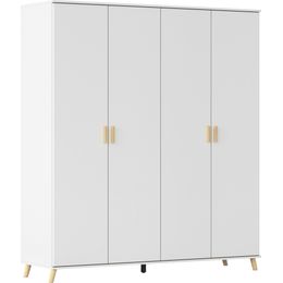 Kleiderschrank Rauch "Skandi Kinderzimmer Schlafzimmerschrank FALUN", wei&szlig; (alpinwei&szlig;), B:182cm H:203cm T:53cm, Holzwerkstoff, Schr&auml;nke, Kleiderschrank, im modernen Skandi-Look, F&uuml;&szlig;e/Griffe Eiche massiv MADE IN GERMANY