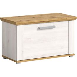 Sitzbank Home Affaire "COSENZA, Breite 80 cm, 1 Klappe, 2 Einlegeb&ouml;den, 2-farbig", wei&szlig; (sibiu l&auml;rche, artisan eiche nachbildung), B:80cm H:47cm T:39cm, FSC-zertifizierter Holzwerkstoff, Sitzb&auml;nke, Sitzbank, in Landhausoptik, Bank, Schuhbank, Garderobenbank, Dielenbank