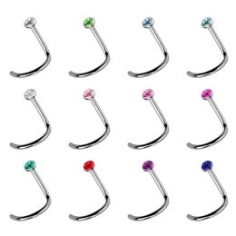 Adelia&acute;s Nasenpiercing ADELIA&acute;S "Piercing - Nasenpiercing Titan Spirale Zirkonia", dunkelblau, Piercings, Damen, Spirale mit Zirkonia, 7 mm L&auml;nge, 0,8 mm St&auml;rke, Titan