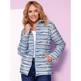 Steppjacke Classic Basics, Damen, Gr. 42, mittelblau, ecru, bedruckt, 100% Polyester, Wattierung:100% Polyester, gemustert, gestreift, Jacken Steppjacke