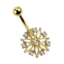 Adelia&acute;s Bauchnabelpiercing ADELIA&acute;S "Piercing - Bauchnabelpiercing 316L Stahl Blume Stein", gr&uuml;n, t&uuml;rkis, Piercings, Damen, Blume mit Stein, &Oslash; 2 mm, 1,6 mm St&auml;rke, 316L Stahl