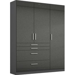 Dreht&uuml;renschrank Rauch "Kleiderschrank Schrank Garderobe Garderobenschrank HOMBURG", grau (graumetallic, hochglanz effektgrau), B:136cm H:197cm T:54cm, Holzwerkstoff, Schr&auml;nke, Dreht&uuml;renschrank, mit viel Stauraum, oberer Schubkasten mit Einteilung MADE IN GERMANY