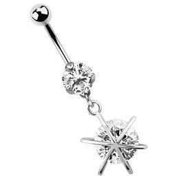Adelia&acute;s Bauchnabelpiercing ADELIA&acute;S "Piercing - Bauchnabelpiercing Pewter Banane Zirkonia", silber, Piercings, Damen, Banane mit Zirkonia, 8 mm L&auml;nge, 1,6 mm St&auml;rke, Pewter
