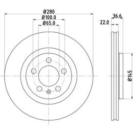 Hella Bremsscheibe 8dd355105381 280mm 22mm f&uuml;r VW (FAW) (SVW)
