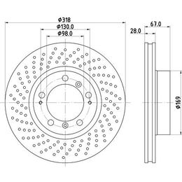 Hella Bremsscheibe 8dd355127511 innenbel&uuml;ftet 318mm 28mm f&uuml;r Porsche