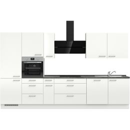 K&uuml;chenzeile Nobilia "Laser II", NEU: individuell anpassbar mit gratis Profi-Beratung", k&uuml;che: wei&szlig;, korpus: alpinwei&szlig;, arbeitsplatte: schwarzbeton nachbildung, B:360,3cm H:216,6cm T:60cm, Komplettk&uuml;chen-Sets, K&uuml;chenzeile, vormontiert, 360 cm breit, optional mit verschiedenen E‑Ger&auml;te-Sets