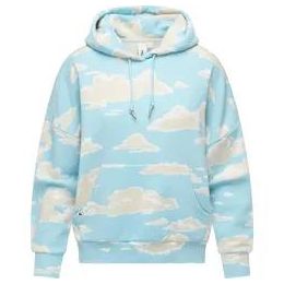 Kapuzenpullover Ragwear "Pirita Print", Damen, Gr. L (40), hellblau, Material: 70% Baumwolle, 30% Polyester, oversize h&uuml;ftbedeckend, hoch geschlossener Ausschnitt, &Auml;rmel ohne &Auml;rmelschlitz Rippb&uuml;ndchen, Pullover Kapuzenpullover, Hoodie mit verstellbarer Kapuze