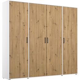 Kleiderschrank Rauch "VOYAGER Garderobe W&auml;scheschrank Schlafzimmer", wei&szlig; (alpinwei&szlig;, eiche artisan, griffe graumetallic), B:187cm H:194cm T:53cm, Holzwerkstoff, Schr&auml;nke, Kleiderschrank, mit 2 modernen Griffvarianten, viel Stauraum MADE IN GERMANY