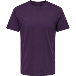Only & Sons Rundhalsshirt ONLY & SONS "ONSMAX LIFE REG SS STITCH TEE", Herren, Gr. L, shadow lila, Single Jersey, Obermaterial: 100% Baumwolle, unifarben, regular fit normal, Rundhals, Shirts Rundhalsshirt, Baumwolle, normal geschnitten