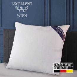 3-Kammer-Kopfkissen EXCELLENT "Wien", wei&szlig;, B:80cm L:80cm, Bezug: 100% Baumwolle. F&uuml;llung Au&szlig;enkammer: 60% Daunen, 40% Federn. F&uuml;llung Innenkammer: 100% Federn, Kopfkissen, Kopfkissen in 40x80 und 80x80 erh&auml;ltlich, Topseller