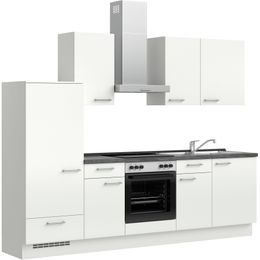 K&uuml;chenzeile Nobilia "Laser I", NEU: individuell anpassbar mit gratis Profi-Beratung", wei&szlig; (k&uuml;che: wei&szlig;, korpus: alpinwei&szlig;, arbeitsplatte: schwarzbeton nachbildung), B:270,3cm H:216,6cm T:60cm, Komplettk&uuml;chen-Sets, K&uuml;chenzeile, vormontiert, 270 cm breit, optional mit verschiedenen E‑Ger&auml;te-Sets