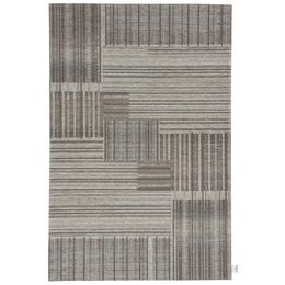 Teppich Tom Tailor HOME "Stripy Pat", beige, B:140cm H:5mm L:200cm, Baumwolle, Kunstfaser, Teppiche, Teppich, Flachgewebe, modernes Patchworkdesign, gestreift, Chenille, Wohnzimmer