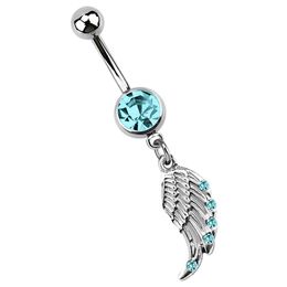 Adelia&acute;s Bauchnabelpiercing ADELIA&acute;S "Piercing - Bauchnabelpiercing Pewter Fl&uuml;gel Kristall", klar, Piercings, Damen, Fl&uuml;gel mit Kristall, 10 mm L&auml;nge, Pewter