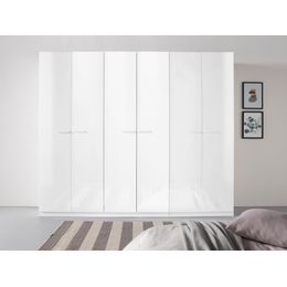 Dreht&uuml;renschrank Rauch "Kleiderschrank Schrank Garderobe OTELI inkl. Inneneinteilung", wei&szlig; (alpinwei&szlig;, hochglanz wei&szlig;), B:271cm H:229cm T:54cm, Holzwerkstoff, Schr&auml;nke, Dreht&uuml;renschrank, mit zus&auml;tzlichen Einlegeb&ouml;den, optional mit Spiegel MADE IN GERMANY