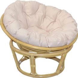 Rattanstuhl Home Affaire "Papasansessel", beige (naturfarben), 110cm, Kissenbezug 100% Polyester;Kissen mit Vliesf&uuml;llung, St&uuml;hle, Rattanstuhl, aus geflochtenem Rattan, in verschiedenen Gr&ouml;&szlig;en (80-110 cm)