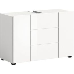 Waschbeckenunterschrank Welltime "BIEL, Breite 82 cm, 3 T&uuml;ren, 2 B&ouml;den, mit Siphonausschnitt", wei&szlig;, B:82cm H:56cm T:34cm, FSC-zertifizierter Holzwerkstoff, Schr&auml;nke, Waschbeckenunterschrank, Badm&ouml;bel, Badschrank, Schrank, Unterschrank, Bad, Badezimmer