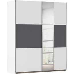 Schwebet&uuml;renschrank Rauch "Kleiderschrank Schrank Garderobe ASTANA", wei&szlig; (alpinwei&szlig;, graumetallic), B:175cm H:210cm T:59cm, Holzwerkstoff, Schr&auml;nke, Schwebet&uuml;renschrank, mit 3 Spiegelelementen, Metallgriffleisten alufarbig MADE IN GERMANY