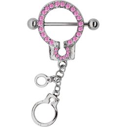 Adelia&acute;s Brustwarzenpiercing ADELIA&acute;S "Piercing - Brustwarzenpiercing Titan Schild Zirkonia", rosa, Piercings, Damen, Schild mit Zirkonia, 1,6 mm L&auml;nge, 1,6 mm St&auml;rke, Titan