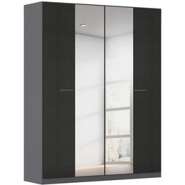 Dreht&uuml;renschrank Rauch "Kleiderschrank Schrank Garderobe OTELI inkl. Inneneinteilung", graumetallic, hochglanz effektgrau, B:181cm H:229cm T:54cm, Holzwerkstoff, Schr&auml;nke, Dreht&uuml;renschrank, mit zus&auml;tzlichen Einlegeb&ouml;den, optional mit Spiegel MADE IN GERMANY