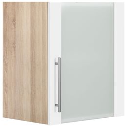 Wiho-K&uuml;chen Glash&auml;ngeschrank WIHO K&Uuml;CHEN "Cali", wei&szlig; (front: wei&szlig; matt, korpus: sonoma eichefarben), B:50cm H:56,5cm T:35cm, Schr&auml;nke, Glash&auml;ngeschrank, Front mit Glaseinsatz