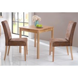 Essgruppe Home Affaire "Lea", braun (antik braun), B:70cm, Sitzm&ouml;bel-Sets, Essgruppe, Massivholz, verschiedene Ausf&uuml;hrungen w&auml;hlbar