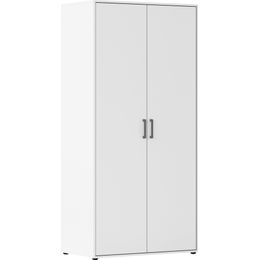 Kleiderschrank Rauch "VOYAGER Garderobe W&auml;scheschrank Schlafzimmer", alpinwei&szlig;, griffe graumetallic, B:93cm H:194cm T:53cm, Holzwerkstoff, Schr&auml;nke, Kleiderschrank, mit 2 modernen Griffvarianten, viel Stauraum MADE IN GERMANY